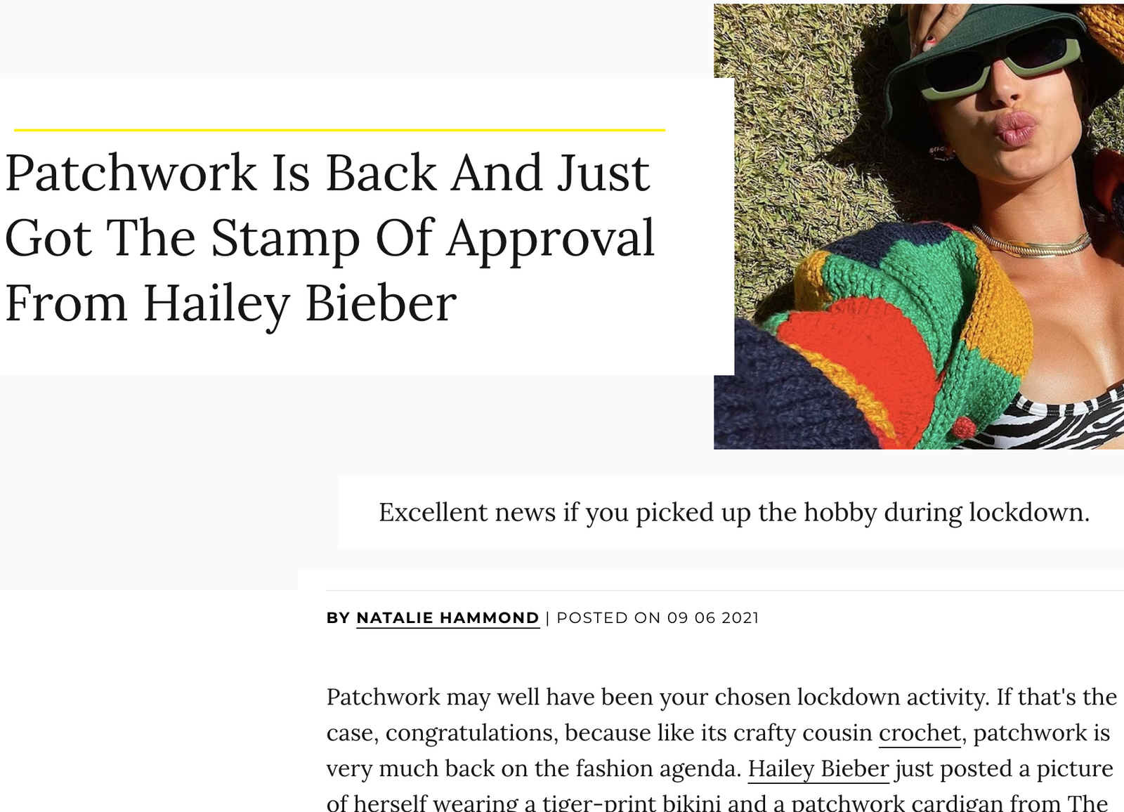 Patchwork Is Back And Got The Stamp From Hailey Bieber - O Pioneers